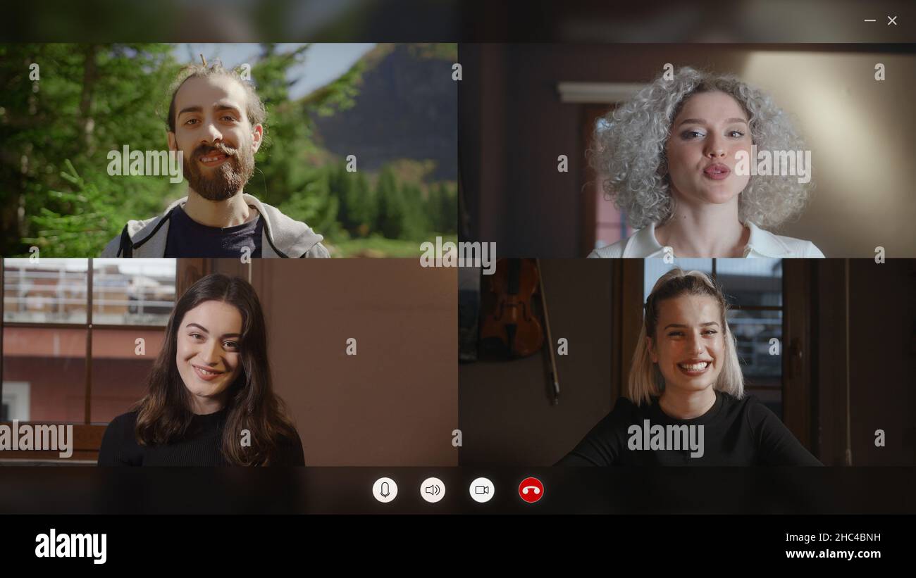 Group video call. Business, friends and education chat conference ...