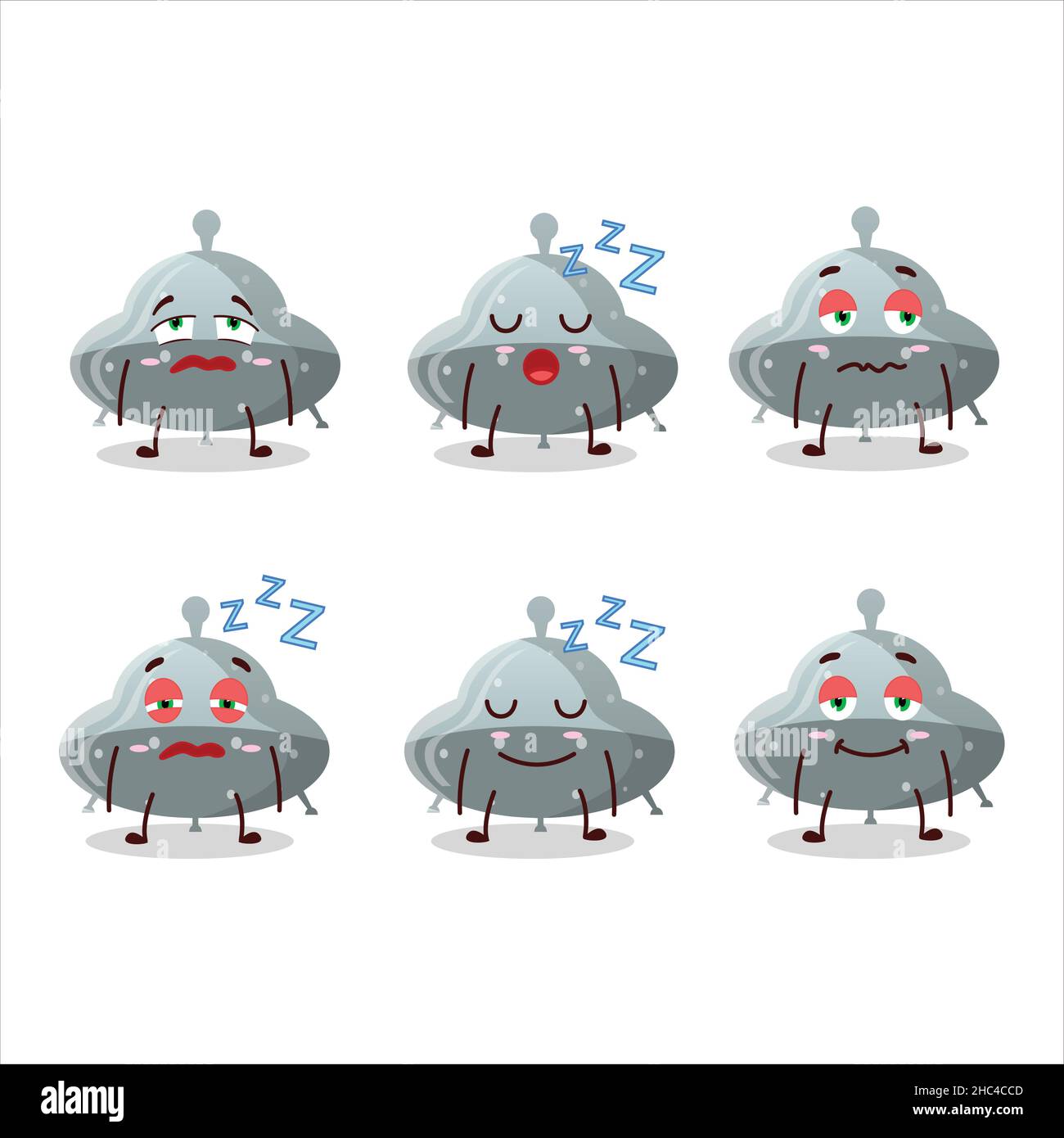 Cartoon character of UFO gray gummy candy with sleepy expression ...