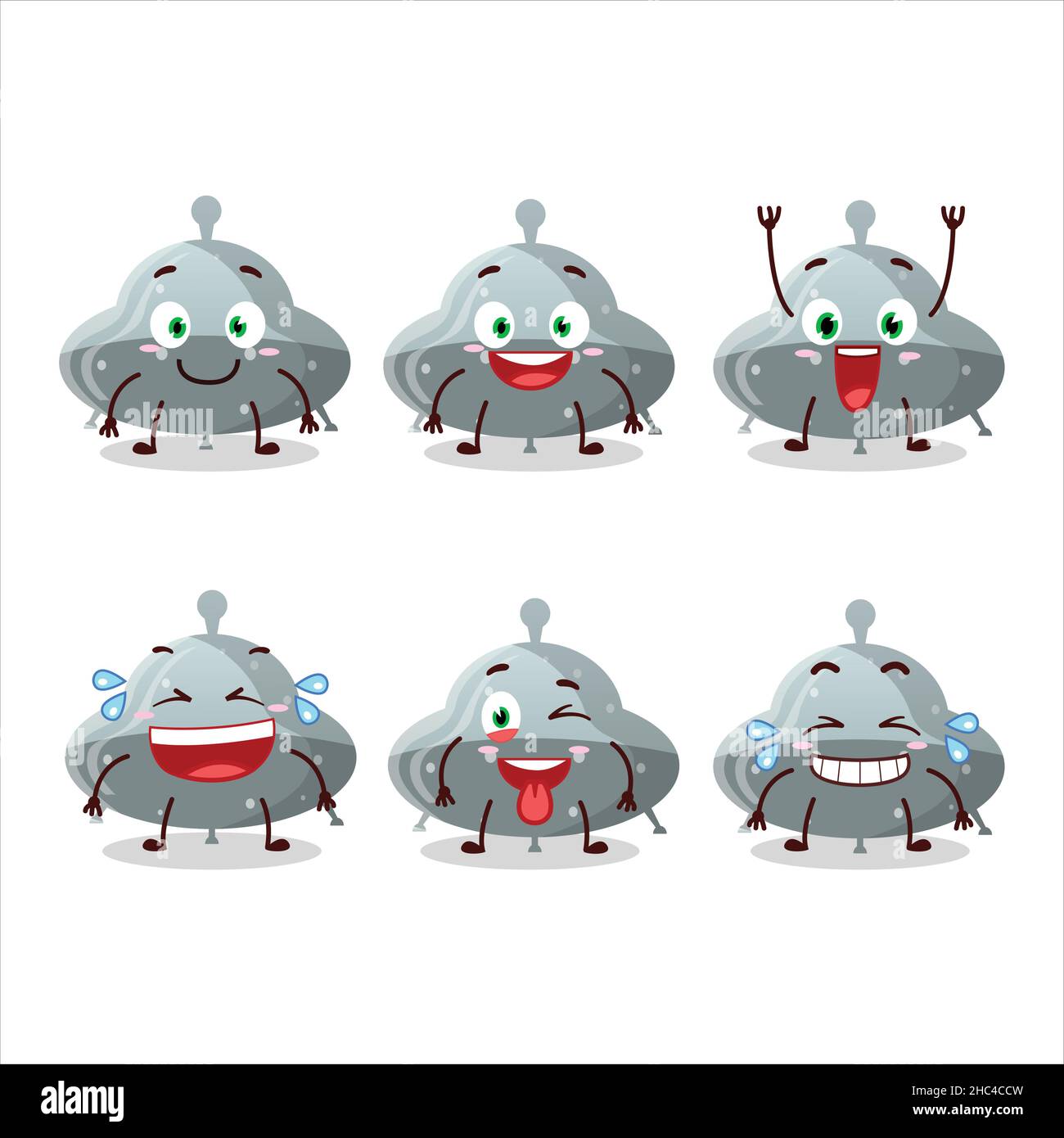 Cartoon character of UFO gray gummy candy with smile expression. Vector ...