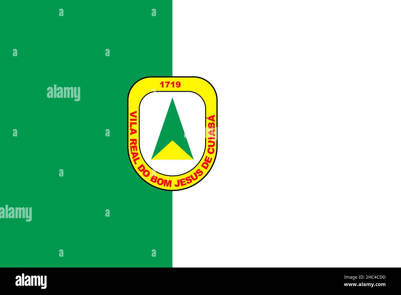 Top view of flag Cuiaba, Brazil. Brazilian patriot and travel concept ...