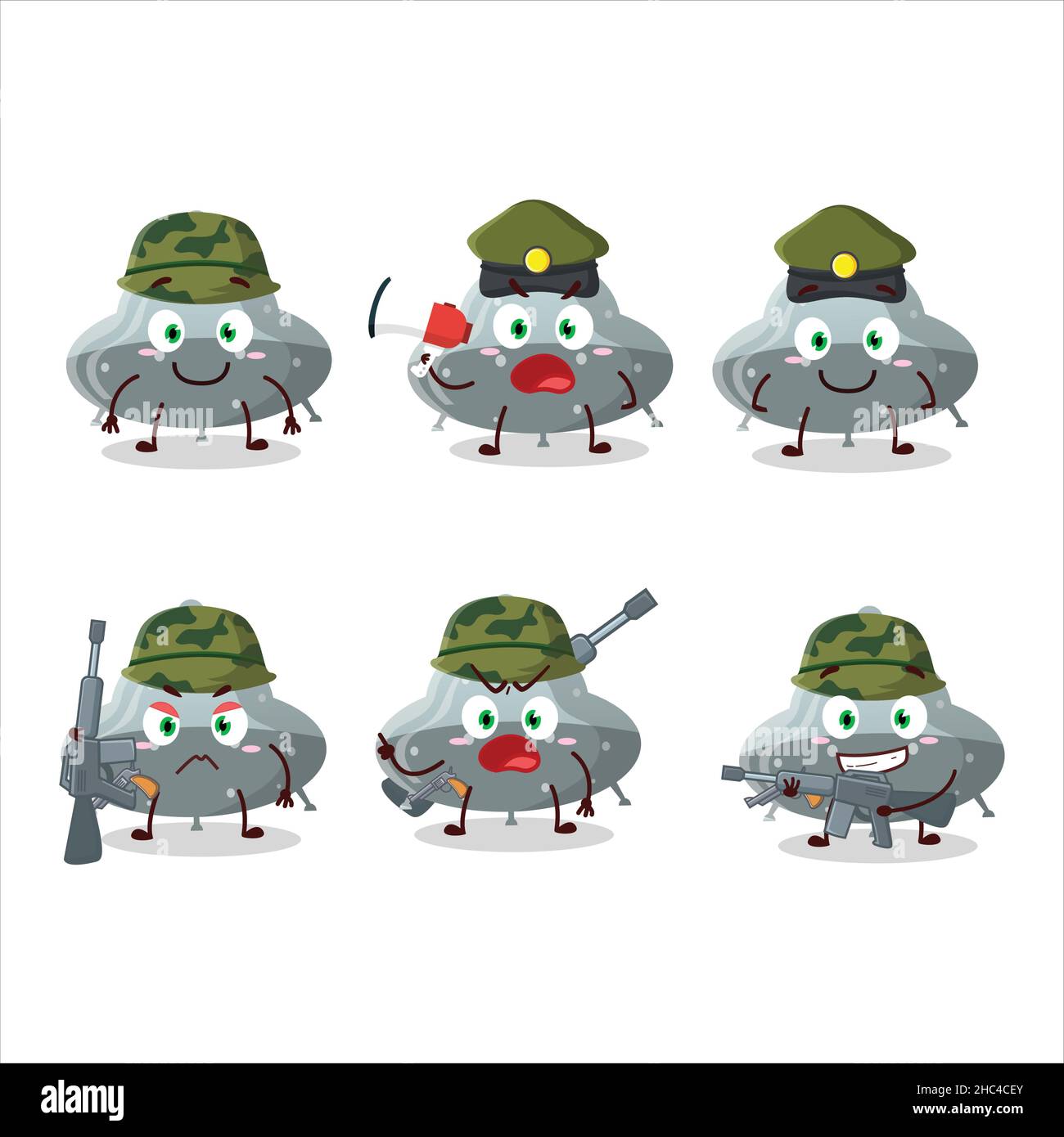 A charming soldier UFO gray gummy candy cartoon picture bring a gun ...