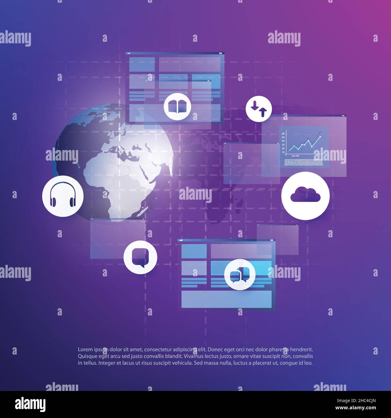 Internet of Things, Cloud Computing Design Concept with Icons - Digital Network Connections ...