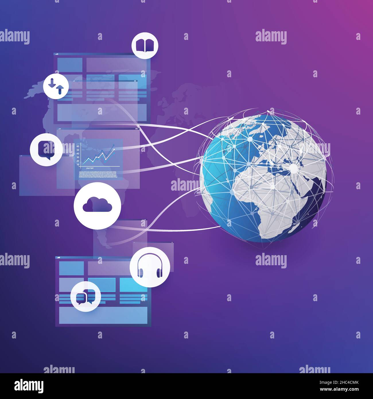 Internet of Things, Cloud Computing Design Concept with Icons - Digital Network Connections ...