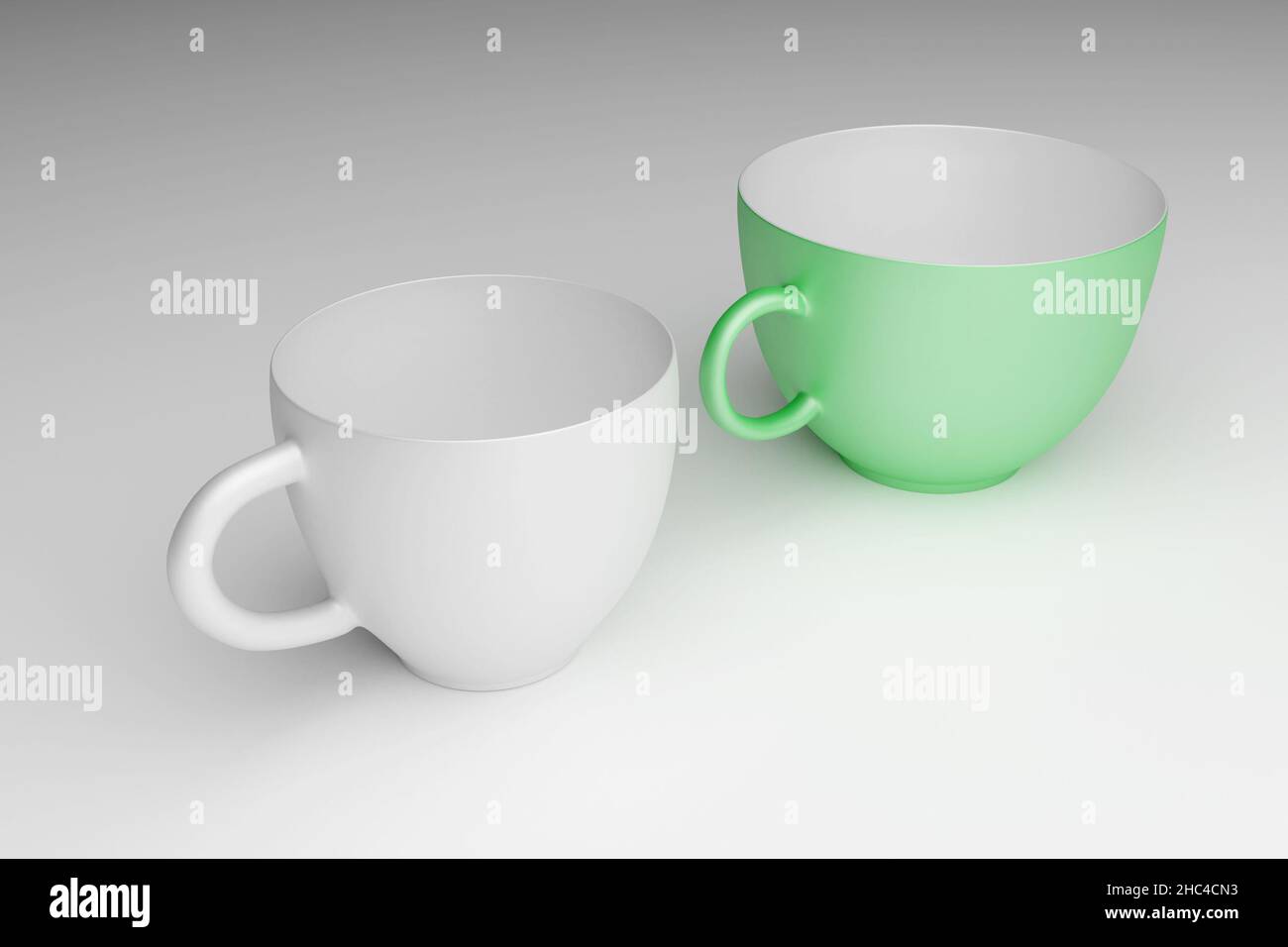 Different types and sizes of porcelain cups on the table Stock Photo ...