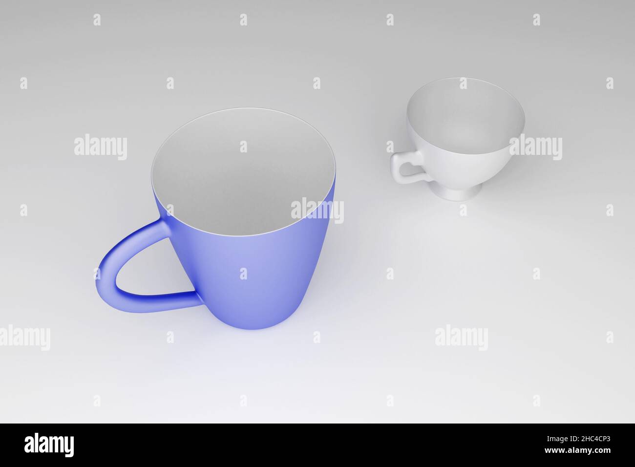 Different types and sizes of porcelain cups on the table Stock Photo ...