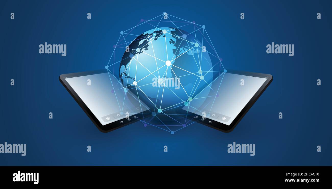 Cloud Computing Design Concept with Earth Globe and Tablet PC - Digital ...