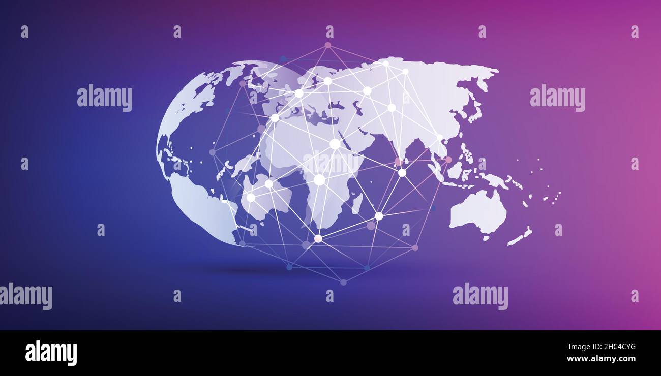 Cloud Computing and Networks Concept, World Map and Network Mesh on ...