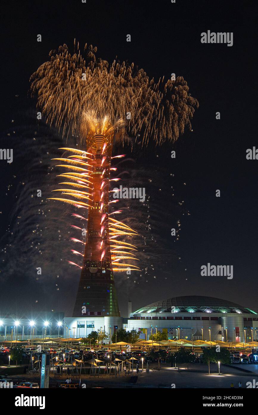 Torch Doha National Day 2021 Fireworks Celebration Stock Photo - Alamy