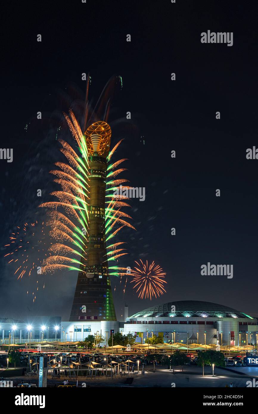 Torch Doha National Day 2021 Fireworks Celebration Stock Photo - Alamy