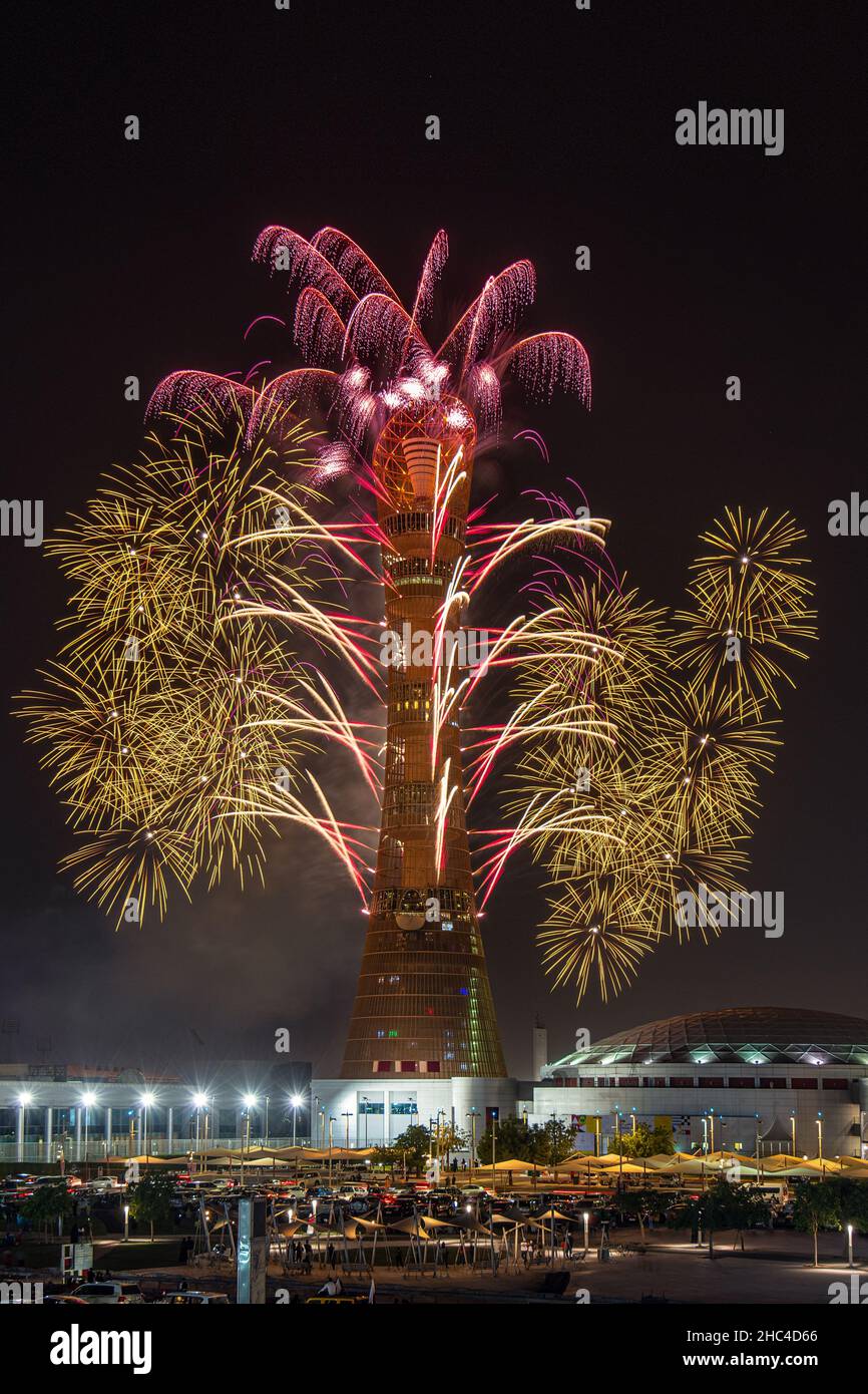 Torch Doha National Day 2021 Fireworks Celebration Stock Photo - Alamy