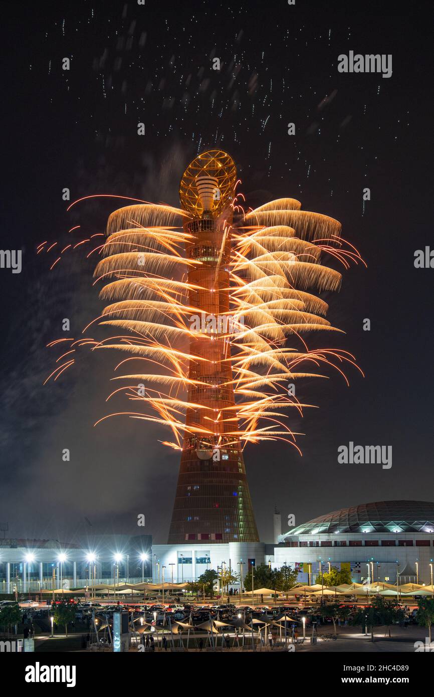 Torch Doha National Day 2021 Fireworks Celebration Stock Photo - Alamy
