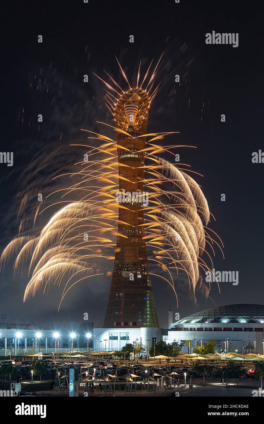 Torch Doha National Day 2021 Fireworks Celebration Stock Photo - Alamy