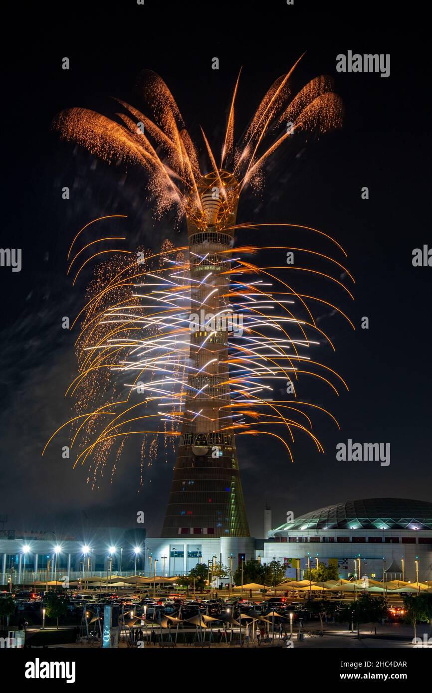 Torch Doha National Day 2021 Fireworks Celebration Stock Photo - Alamy