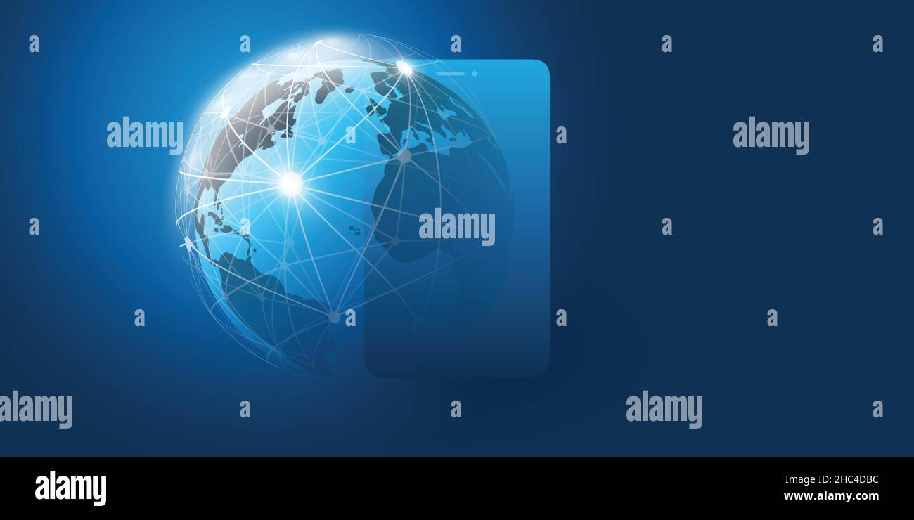 Global Networks Design with Earth Globe and Laptop - Vector Template ...