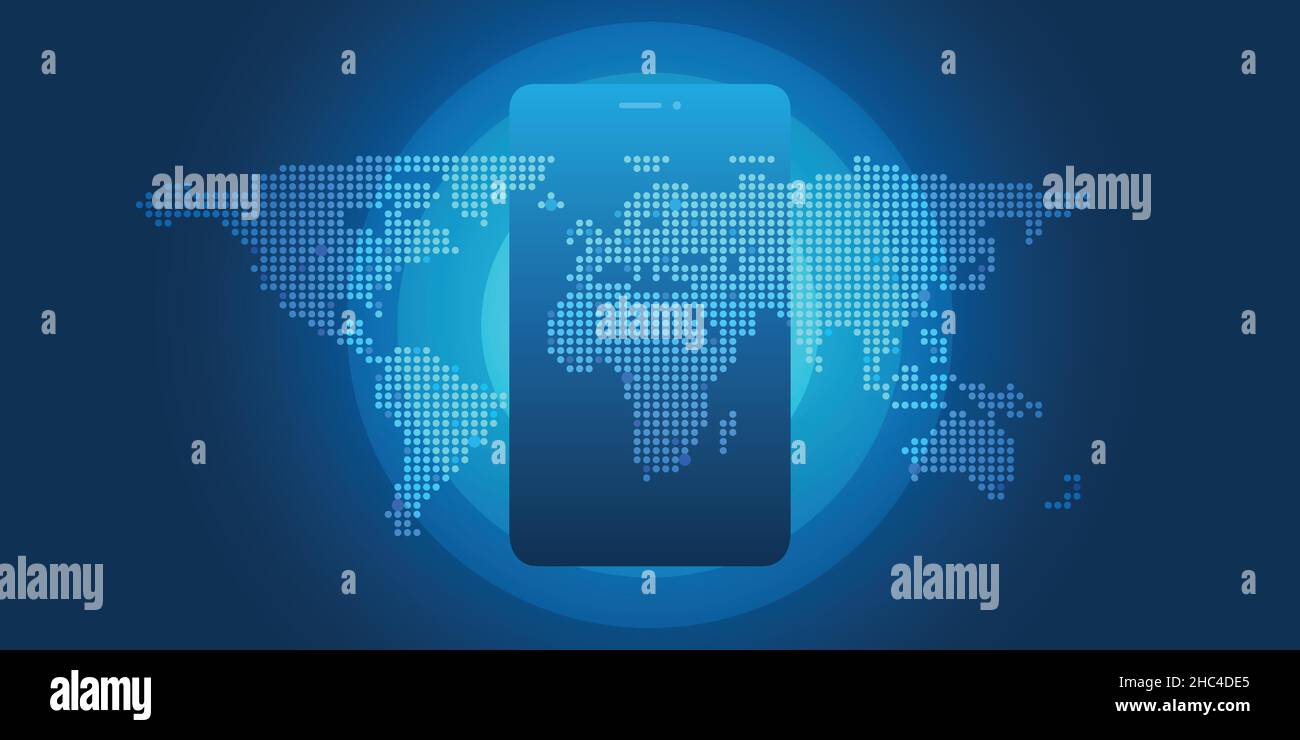Cloud Computing Design Concept with World Map and Mobile Device ...