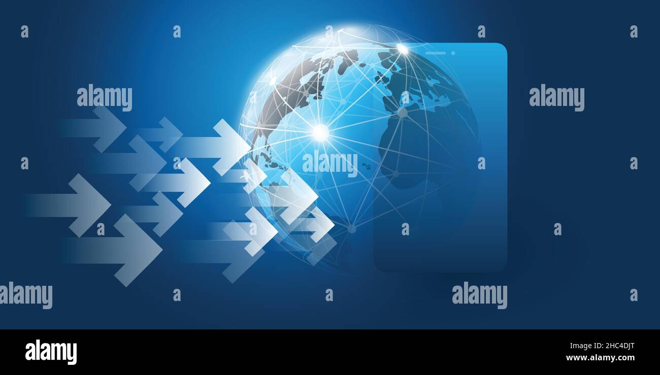 Global Networks Design with Arrows, Earth Globe and Smartphone Stock ...