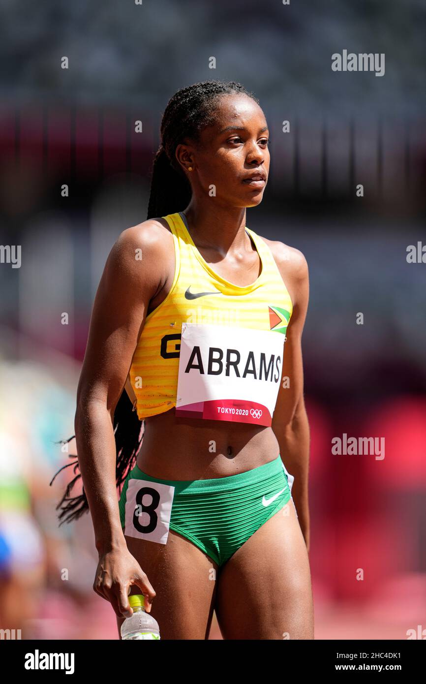 Aliyah Abrams participating in the semi-final of the 400 meters of the ...