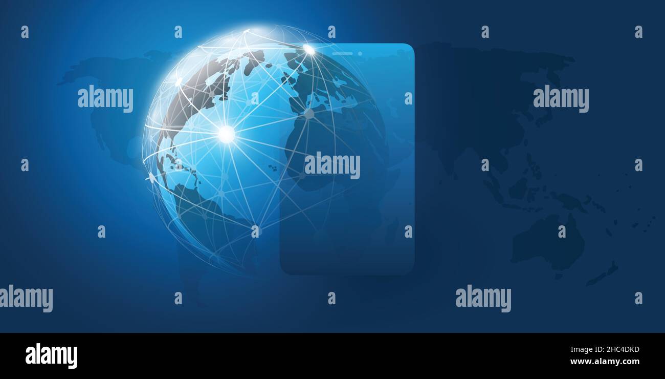 Global Networks Design with Network Mesh, Earth Globe and Smartphone ...