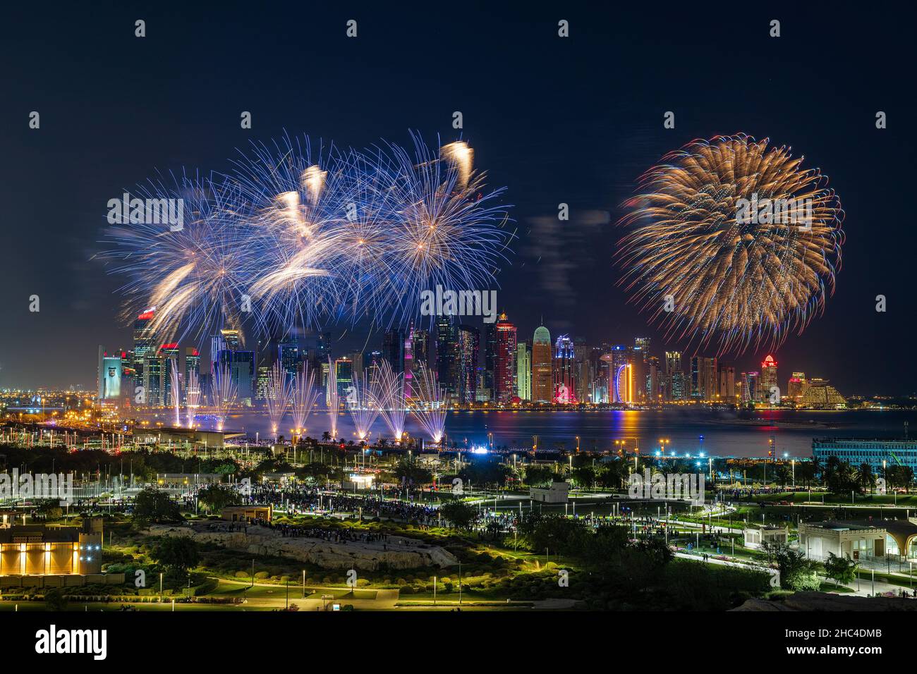 Qatar National Celebration Fireworks at Corniche 2021 Stock Photo - Alamy