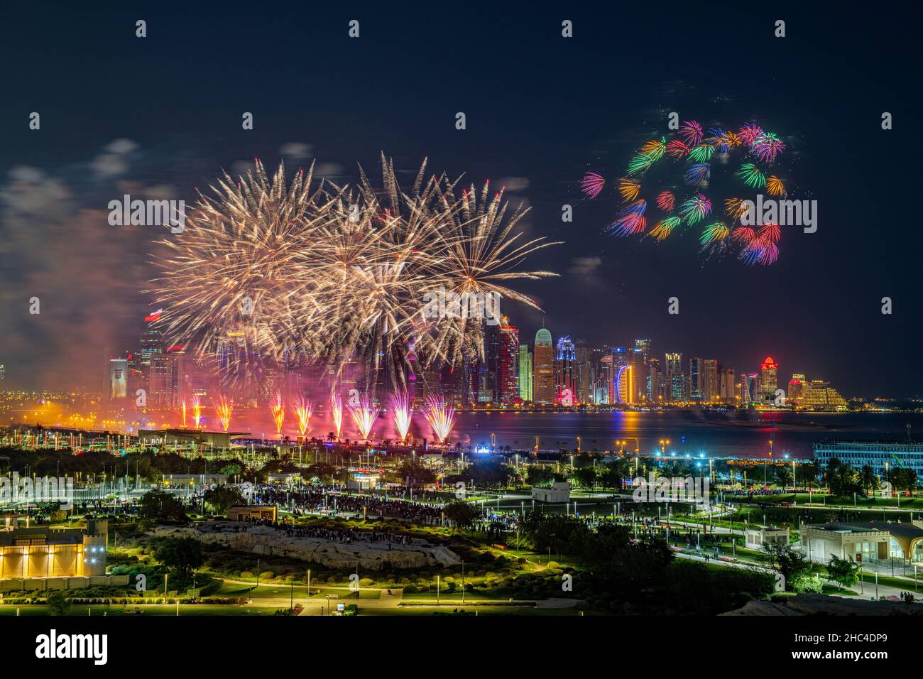 Qatar National Celebration Fireworks at Corniche 2021 Stock Photo - Alamy