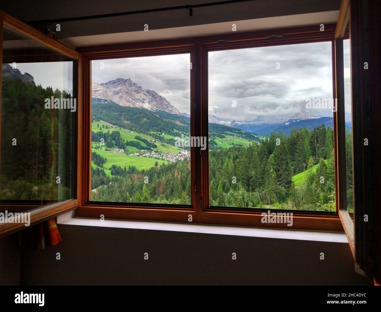View through window dolomites hi-res stock photography and images - Alamy