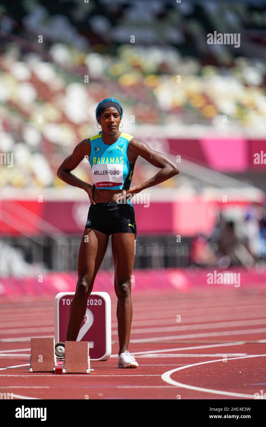 Shaunae Miller-Uibo participating in the semi-final of the 400 meters ...