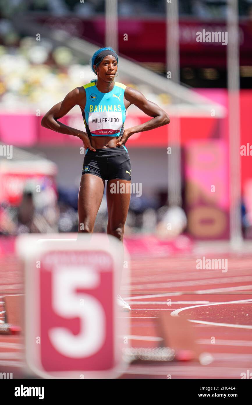Shaunae Miller-Uibo participating in the semi-final of the 400 meters ...