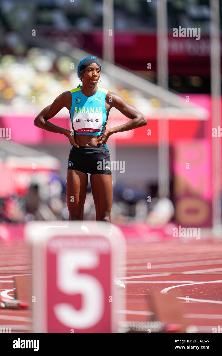 Shaunae Miller-Uibo participating in the semi-final of the 400 meters ...