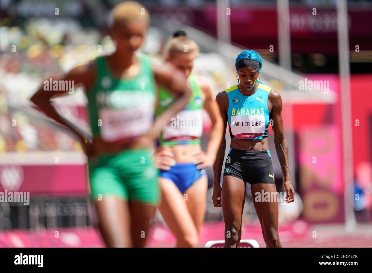 Shaunae Miller-Uibo participating in the semi-final of the 400 meters ...