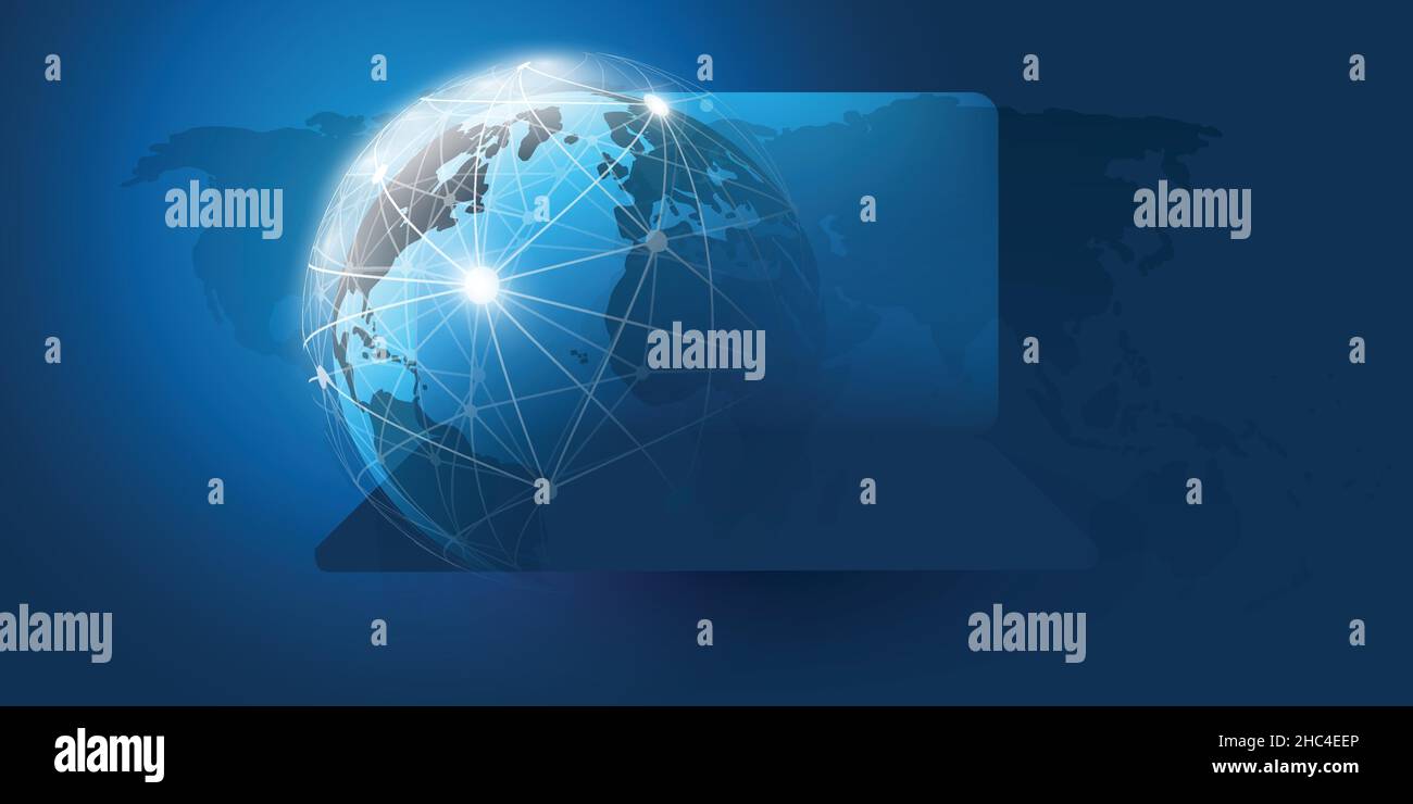 Global Networks Design with Earth Globe and Laptop - Vector Template ...