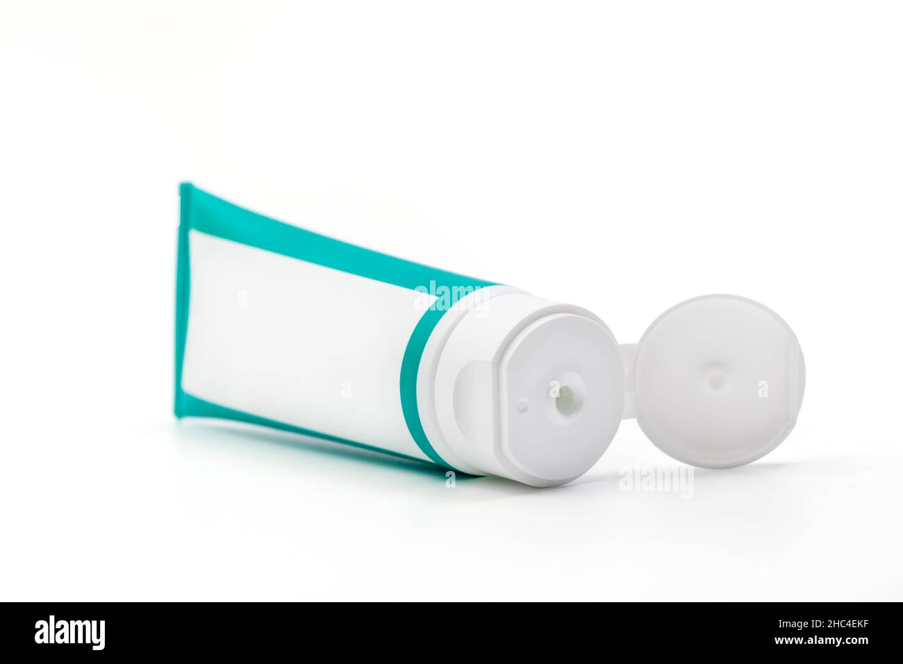 Cosmetic cream green tube. Sskincare cosmetic package. Plastic ...