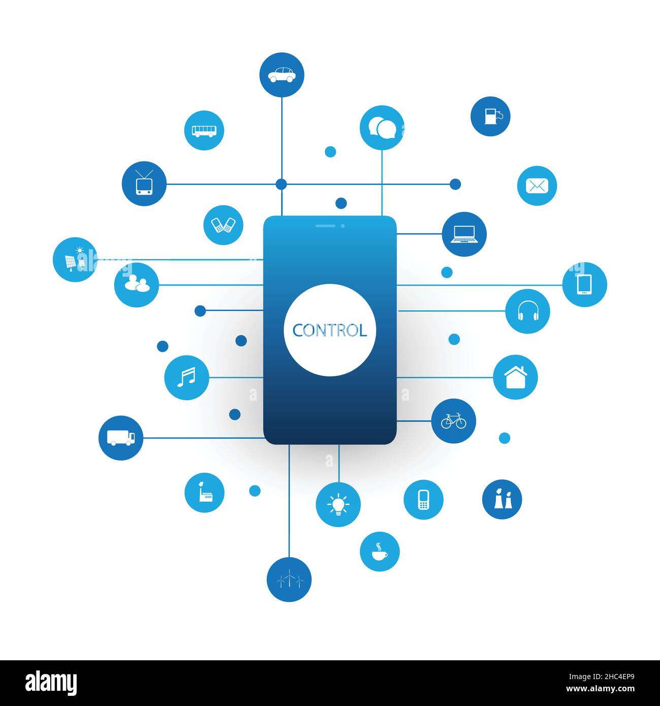 Internet of Things, Cloud Computing Design Concept with Mobile Phone Silhouette and Icons ...