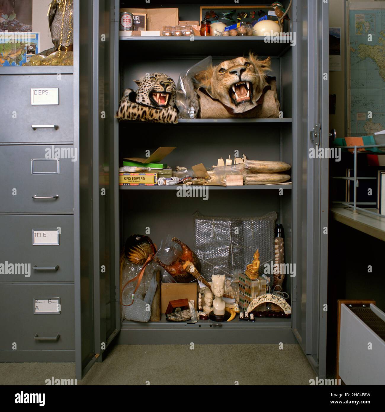 A cupboard full of items in a Customs and Excise office in Central ...
