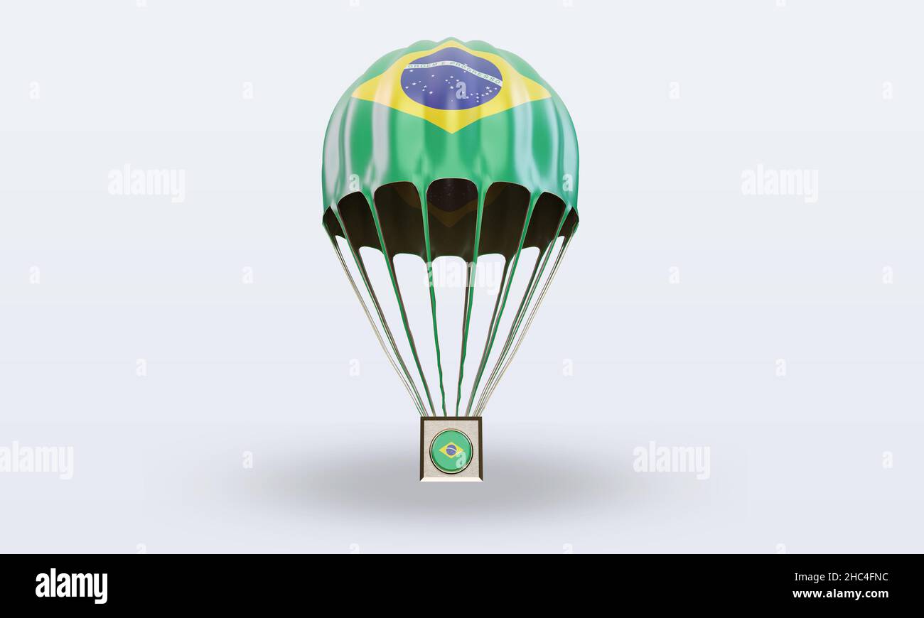 3d parachute Brazil flag rendering front view Stock Photo - Alamy