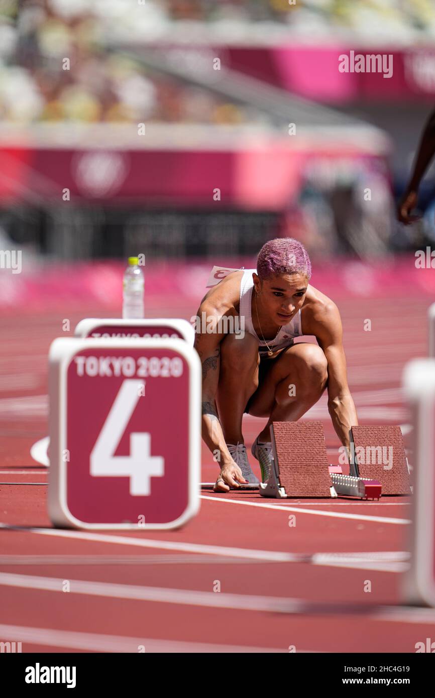 Jodie Williams participating in the semi-final of the 400 meters of the ...