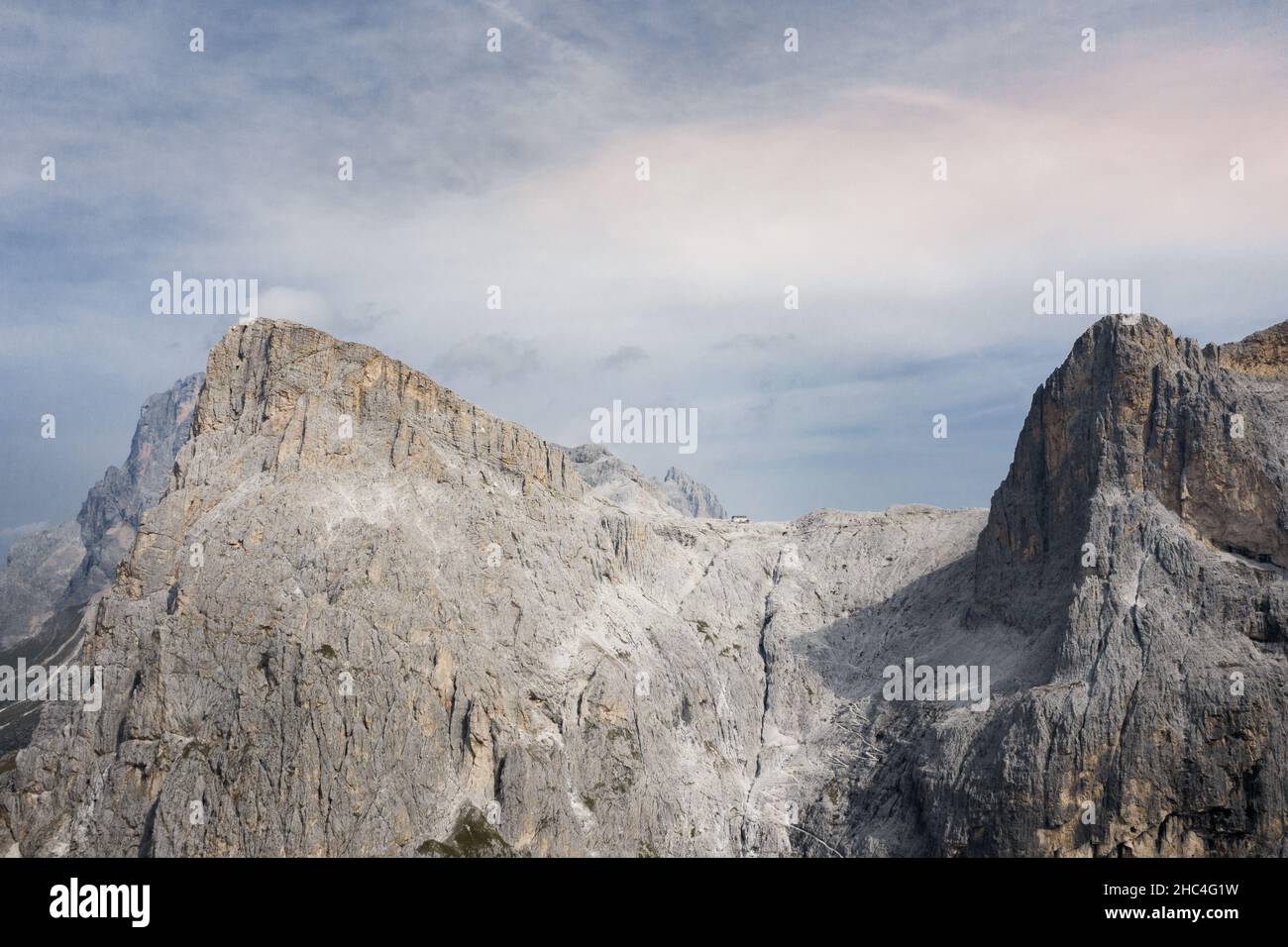 aerial view on Cima Rosetta in the pale di san martino in the dolomites ...