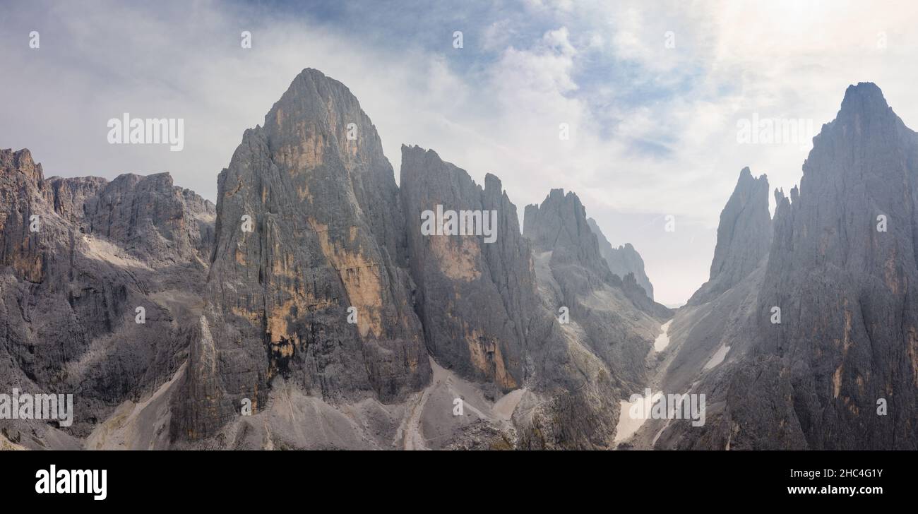 aerial panorama view on pale di san martino in the dolomites Stock ...