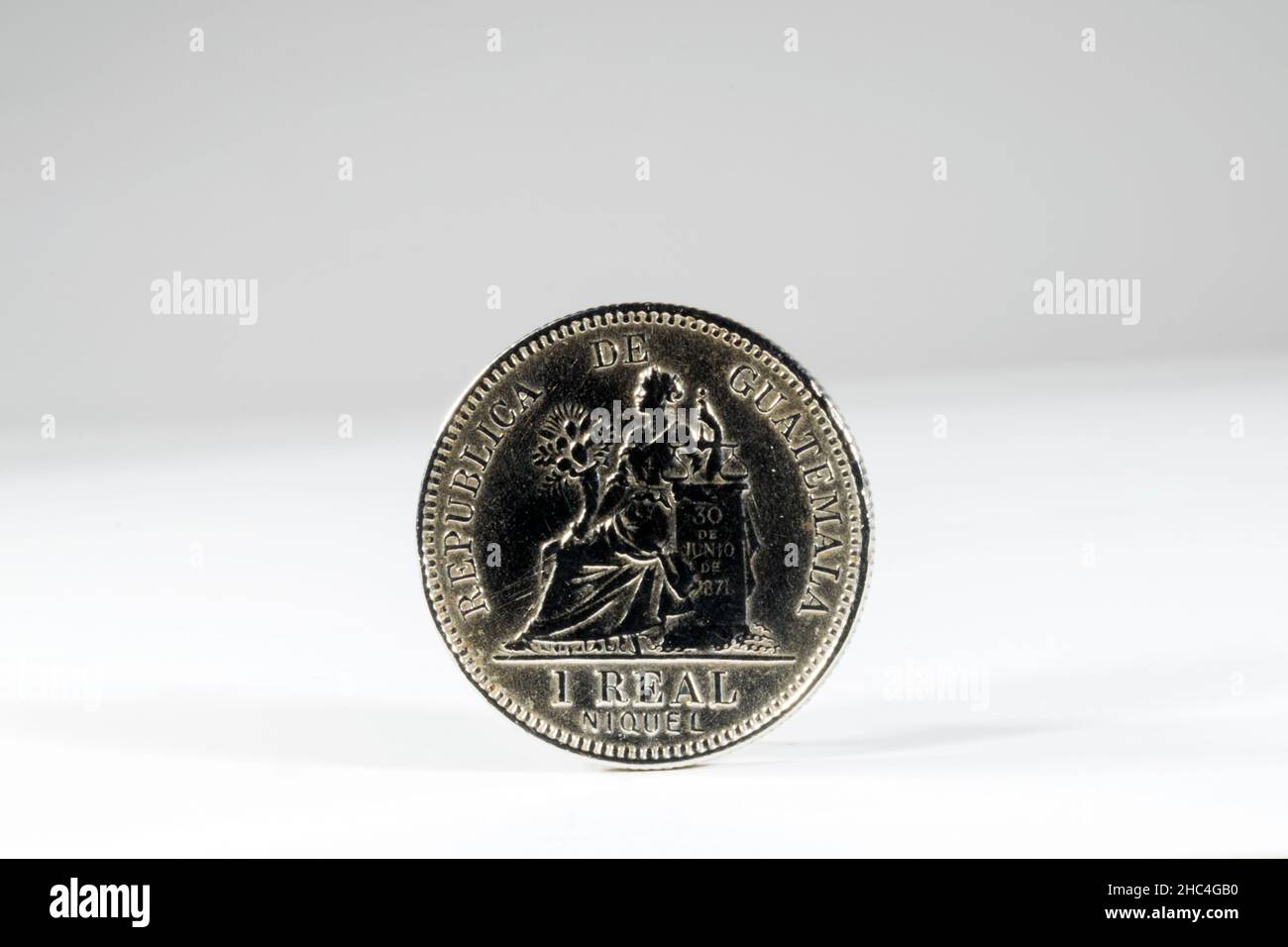 One guatemalan real coin isolated on white background 1901 Stock Photo ...