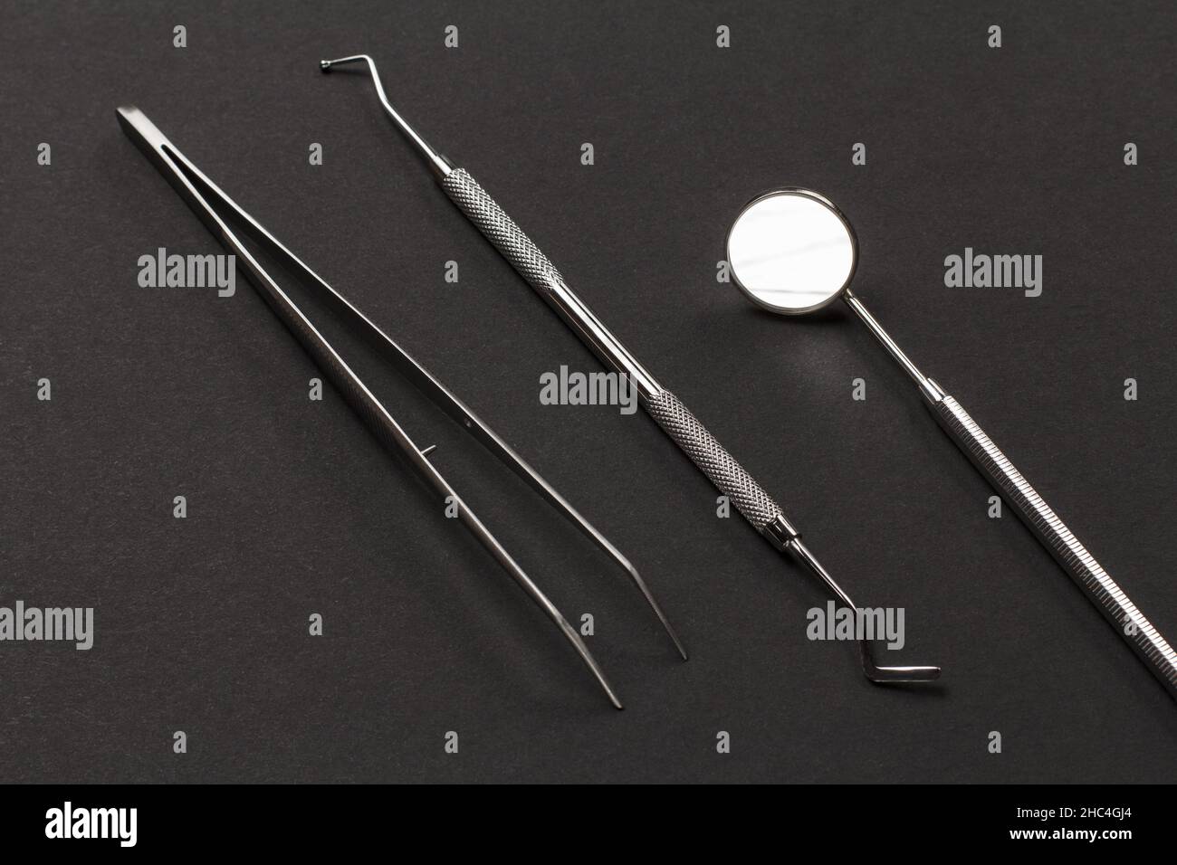 Set of metal dental instruments for teeth dental care Stock Photo - Alamy