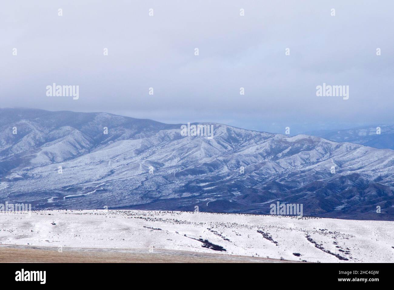 Mountain range winter landscape and view in Georgia Stock Photo - Alamy