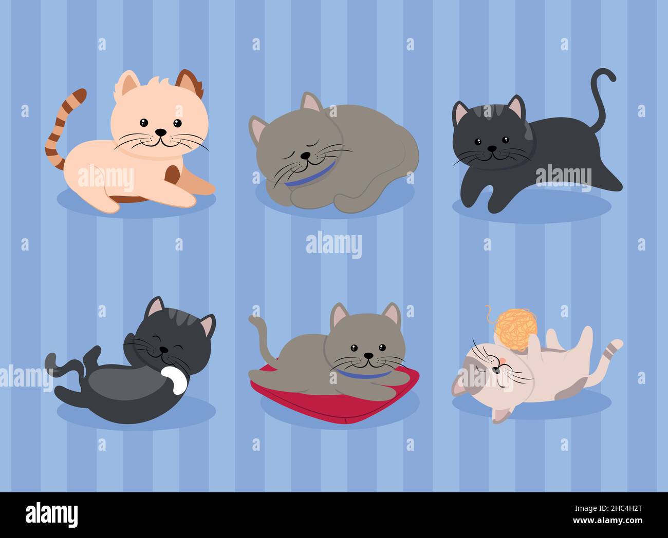 set cute cats Stock Vector Image & Art - Alamy