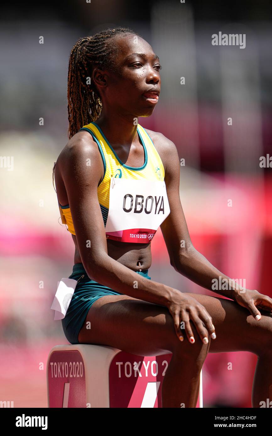 Bendere Oboya participating in the semi-final of the 400 meters of the ...