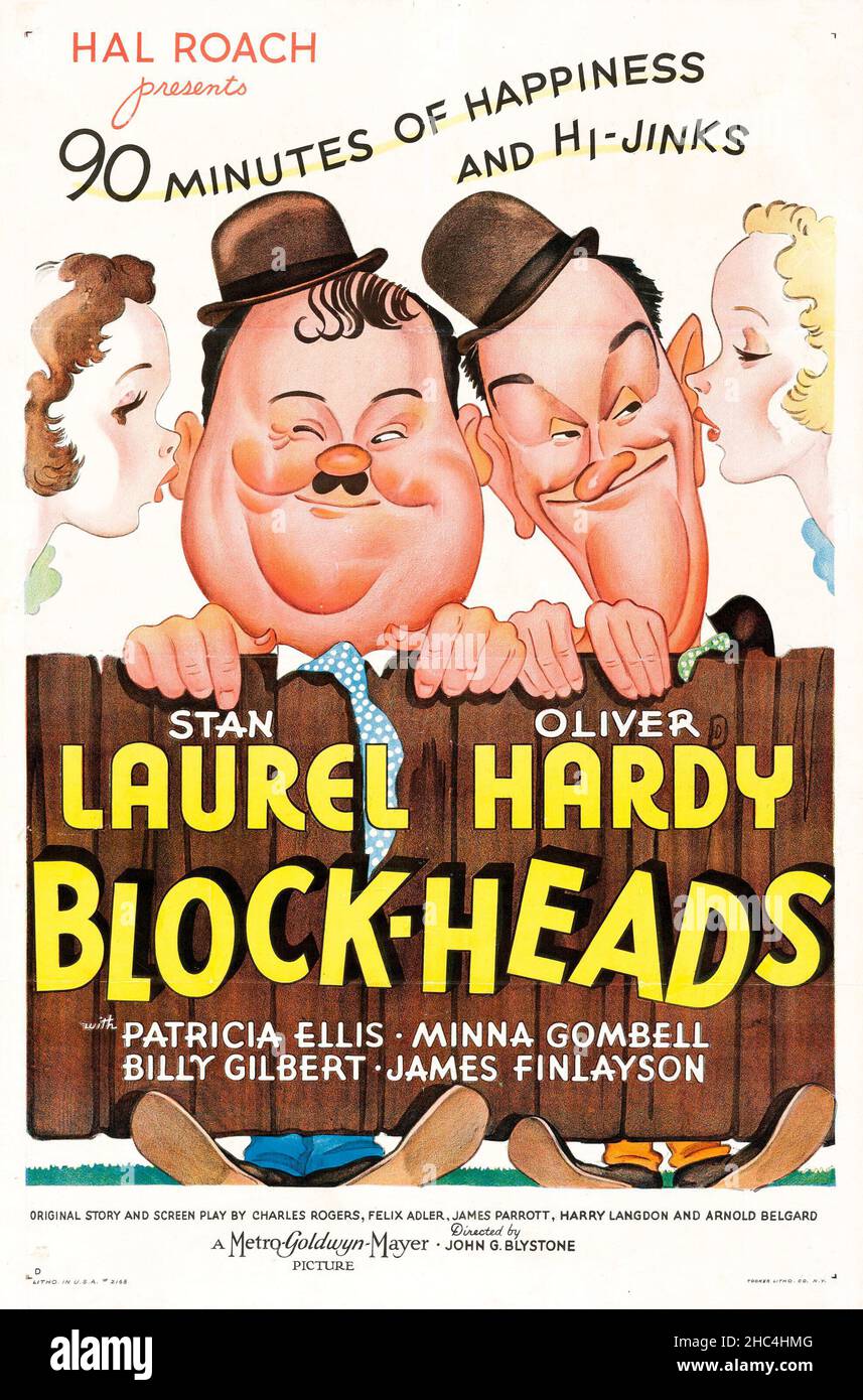 OLIVER HARDY and STAN LAUREL in BLOCK-HEADS (1938), directed by JOHN G ...