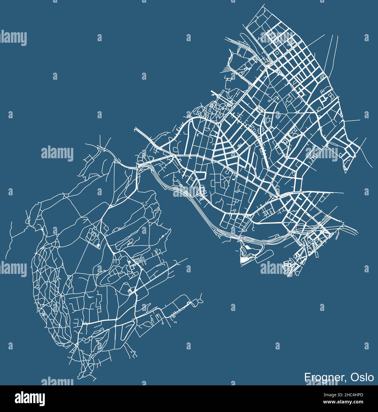 Detailed technical drawing navigation urban street roads map on blue ...