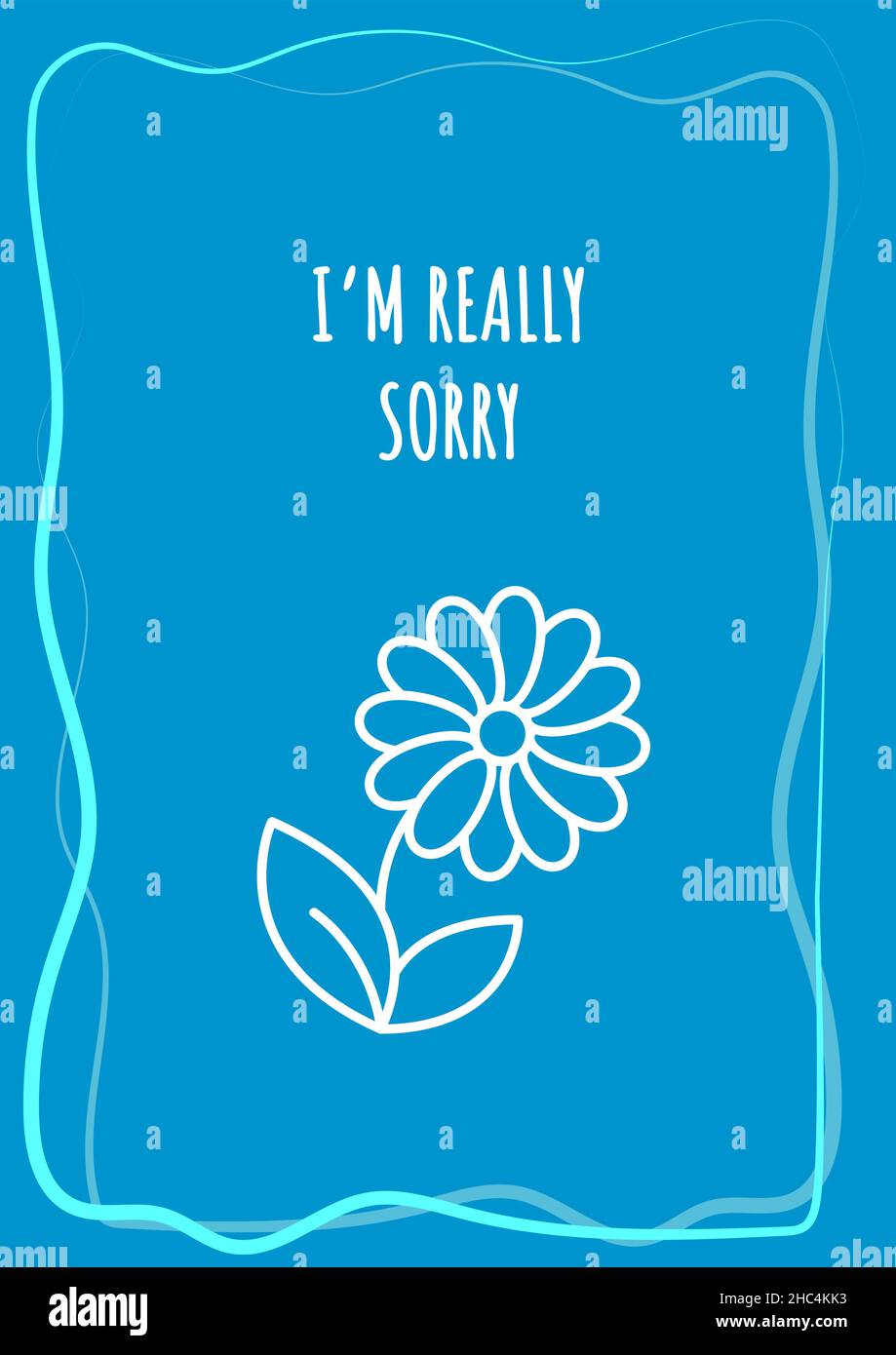 I am really sorry blue postcard with linear glyph icon Stock Vector ...