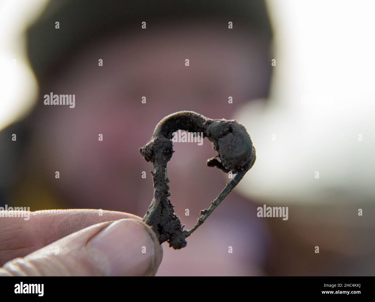 Closeup shot of Iron Age fibula, intact, bronze Stock Photo - Alamy