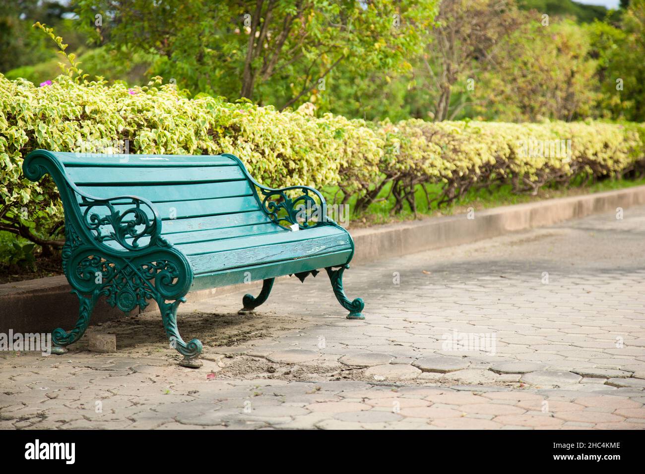 Tranquil bench shady path hi-res stock photography and images - Alamy