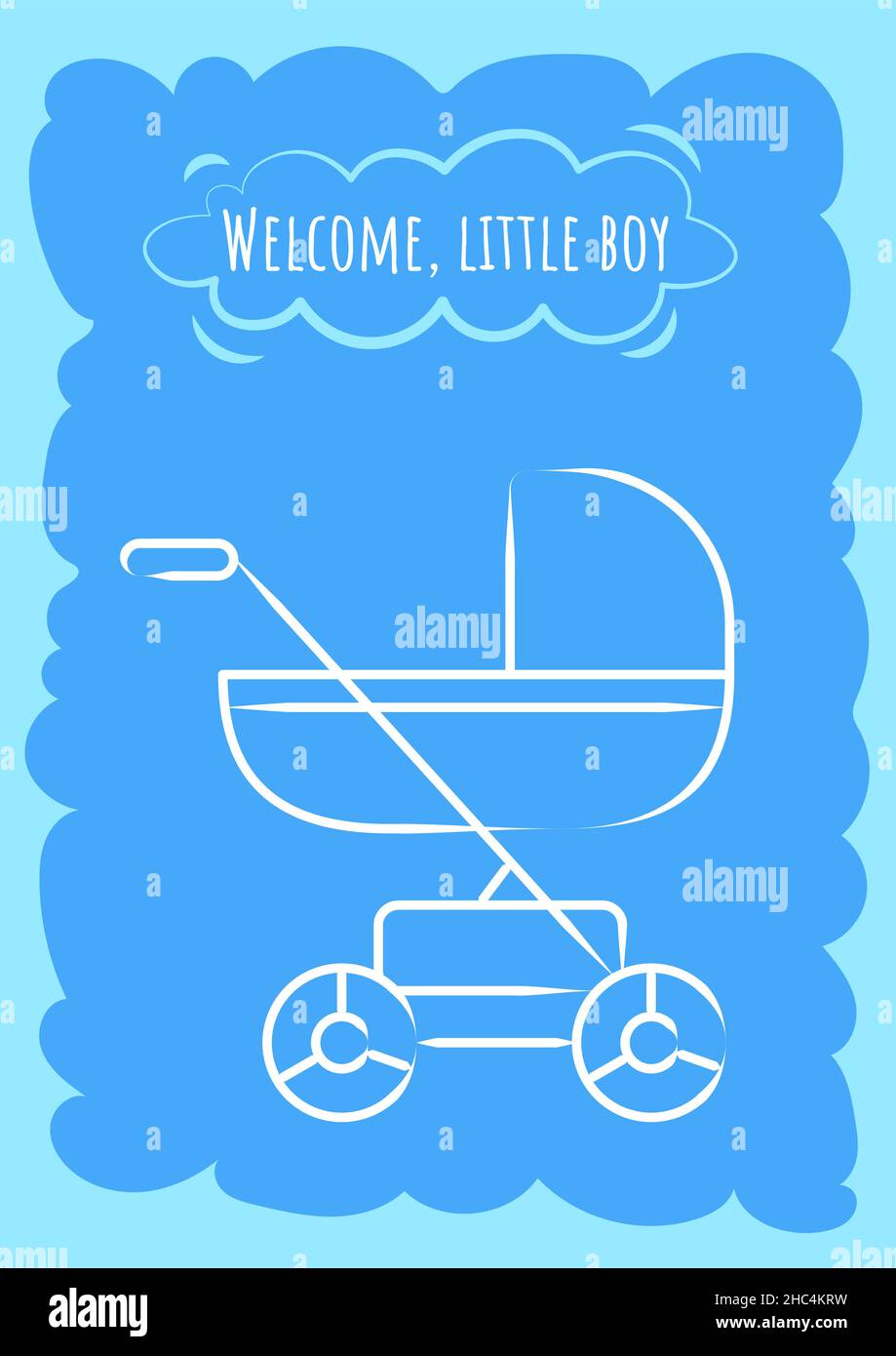 Welcome little boy blue postcard with linear glyph icon Stock Vector ...