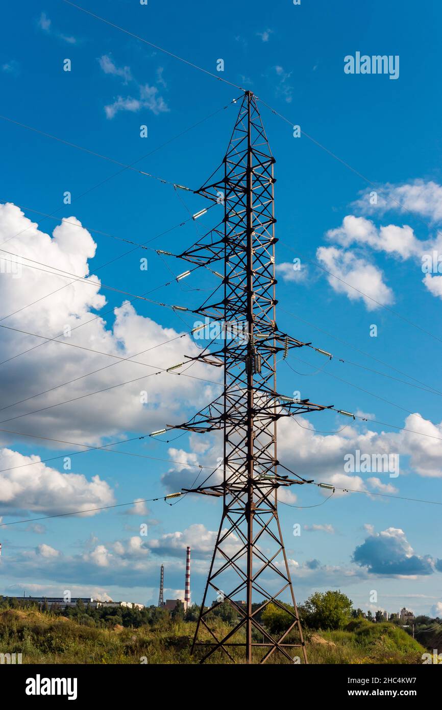 The metal structure of the support of high-voltage power lines ...