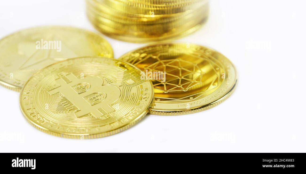 Bitcoin Cryptocurrency , gold coins , mining , future money Stock Photo ... Bitcoin Cryptocurrency , gold coins , mining , future money Stock Photo ...